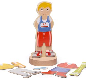 Bigjigs Toys Magnetické oblékací puzzle sportovní aktivity
