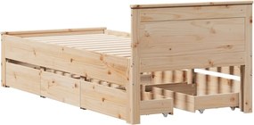 Postel bez matrace s čelem 90 x 200 cm masivní borovice 3308774