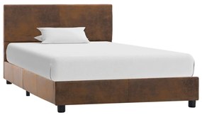 Rám postele hnědý umělá broušená kůže 100 x 200 cm - Default Title