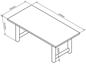 Wuders Jídelní stůl Hudson Velikost: 2600 x 1000 mm 2600 x 1000 mm
