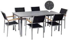 Zahradní jídelní souprava stolu a 6 židlí černá COSOLETO/GROSSETO Beliani
