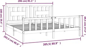 Rám postele s čelem černý masivní borové dřevo 200 x 200 cm 3188190