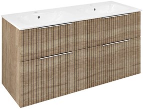 Sapho Sapho, CIRASA umyvadlová skříňka s dvojitým umyvadlem 121x66x46cm, dub alabama strip, CR121-2322-21