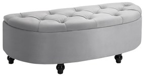 HOMCOM Lavice Úložný box Stolička Úložný box Podnožka Velvet-Touch Rubberwood Grey Ložnice | Aosom