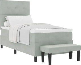 Postel s boxspringem s čelo Světle šedá 200 x 100 cm samet 3344492