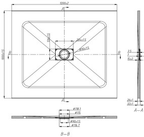 BPS-koupelny Obdélníková akrylátová sprchová vanička HYD-OSV-JUKO 120x100 šedá