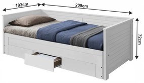 Rozkládací postel Greta (bílá) (s roštem). 1016025