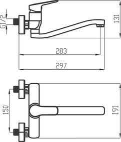Novaservis Metalia 54 dřezová umyvadlová baterie 150 mm chrom 54070,0