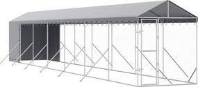 Venkovní psí kotec se střechou stříbrný 2 x 14 x 2,5 m ocel 3190493