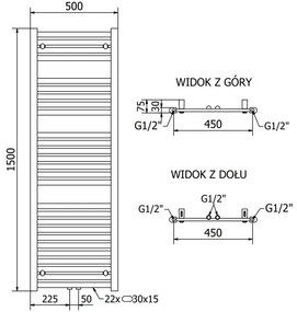 Mexen Hades koupelnový radiátor 1500 x 500 mm, 693 W, Bílá - W104-1500-500-00-20