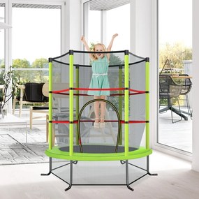 Costway Zahradní trampolína Ø 140 cm s ochrannou sítí trampolína pojme – zelený