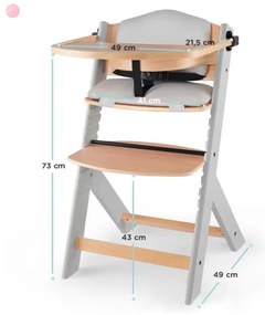 KINDERKRAFT - Dětská jídelní židle s polstrováním ENOCK šedá