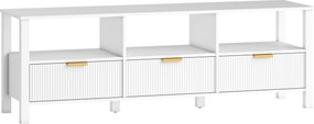 HOMCOM TV nábytek 152 cm, TV nábytek pro televize až 139,7-165,1 cm se 3 zásuvkami a 3 otevřenými přihrádkami, 152x39,5x50 cm, bílá