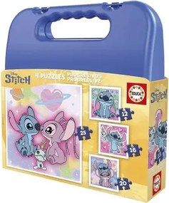 EDUCA Puzzle v kufříku Stitch 4v1 / 12, 16, 20 a 25 dílků