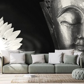 Tapeta božský Budha černobílý - 150x100 cm