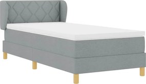 Postel s boxspringem s čelo Světle šedá 90 x 190 cm textil 3340248