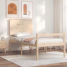 vidaXL Rám postele s čelem Small Single masivní dřevo [3195442] Barva: Přírodní