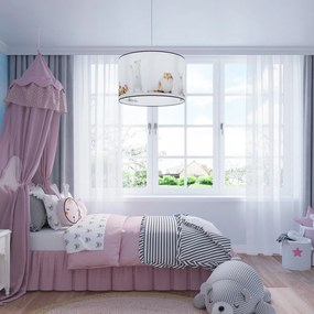 Dětské závěsné svítidlo Kitty, 1x plastové stínítko se vzorem, (fi 30 cm)