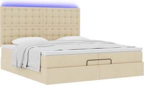 Osmanský rám postele s matrací krémová 200x200cm textil 3314202