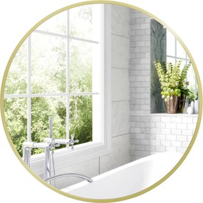 HOMCOM Zrcadlo do Koupelny Ø60 cm Nástěnné Zrcadlo Dekorativní Zrcadlo s Hliníkovým Rámem a Snadnou Instalací pro Obývací Pokoj, Předsíň a Chodbu Zlat