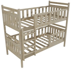 Vomaks Patrová postel PP 009 se zábranou Rozměr: 90 x 180 cm, Barva: surové dřevo, Prostor mezi lůžky: 80 cm