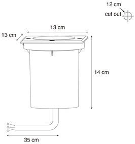 Venkovní bodové světlo do země černé čtvercové nastavitelné IP65 - Delux