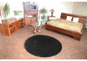 Kusový koberec Shaggy Roy černý kruh 133cm