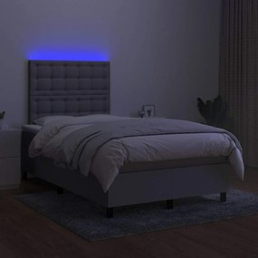 Box spring postel s matrací a LED světle šedá 120x200 cm textil 3135181