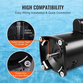 1,49 kW motor bazénového čerpadla 230 V 60 Hz 7,8 A 56Y 3450RPM 50μF/250 V