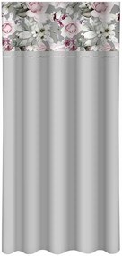 Jednoduchý světle šedý závěs s potiskem růžových pivoněk Šířka: 160 cm | Délka: 270 cm