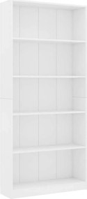 vidaXL 5patrová knihovna 80x24x175cm dřevotříska [800918] Barva: Bílá