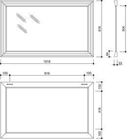 Sapho DEGAS 61,6 x 101,6 cm NL731 zrcadlo v rámu černá/starobronz Koupelny Bernold