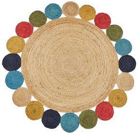 Kulatý jutový koberec ø 140 cm vícebarevný VOSTAN Beliani