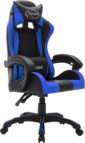 Herní židle s RGB LED podsvícením modro-černá faux kůže 287996