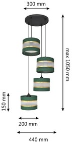 Lustr na lanku HELEN 4xE27/15W/230V zelená/zlatá