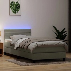 Box spring postel s matrací a LED Světle šedá 90x220 cm Samet 3317007