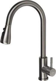 Sapho Sapho, MIKELA stojánková dřezová baterie s výsuvnou sprškou, gun metal, 1106-30GM