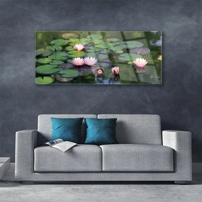 akrylový obraz Vodní Lilie Rybník Příroda 125x50 cm