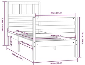 vidaXL Rám postele masivní dřevo 90 x 190 cm Single [3101054] Barva: Přírodní