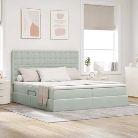 Postel s úložným prostorem Světle šedá 200 x 200 cm samet 3372275