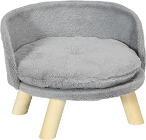 PawHut pelíšek pro psy pelíšek pro kočky pohovka pro psy s protiskluzovými dřevěnými nožkami a polštářem, šedá 40,5x40,5x33cm pro interiér | Aosom.de