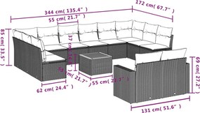 13dílná zahradní sedací souprava s poduškami béžová polyratan 3224358