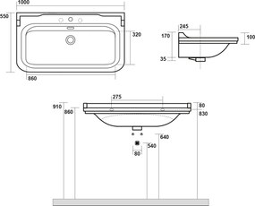 Kerasan WALDORF 4142K1 keramické umyvadlo 100 x 55 cm