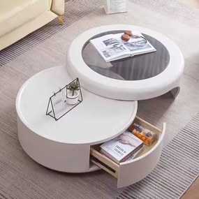 LuxuryForm DESIGN Konferenční stolek DELUX 80 / 75 cm –  bílý (set 2 ks)