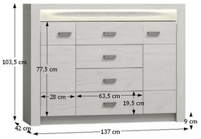 Kondela Komoda, jasan bílý, INFINITY I-07