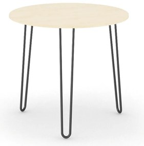 Kulatý jídelní stůl SPIDER, průměr 80 cm, černá podnož, bříza