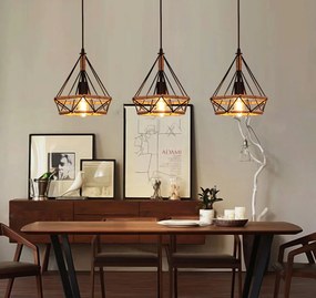 Toolight Toolight, Stropní svítidlo, geometrické, závěsné, loft styl na laně APP678-1CP, černá-hnědá, OSW-05644