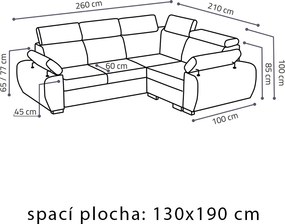 Sedací souprava BASTON | 260x210 cm | rozkládací + úložný prostor | VÝBĚR TKANIN