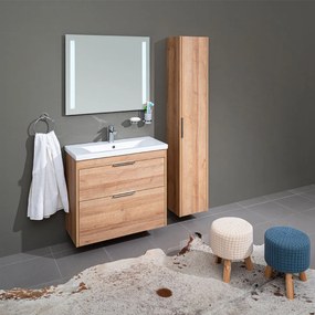 Mereo Mereo, Vigo, koupelnová skříňka s keramickým umyvadlem, 61 cm, bílá, dub, CN321
