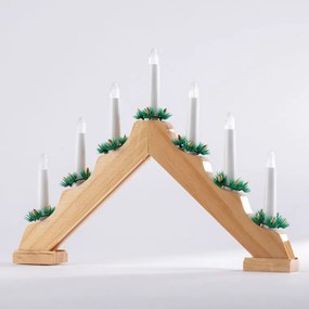 Dřevěný vánoční LED svícen s časovačem přírodní